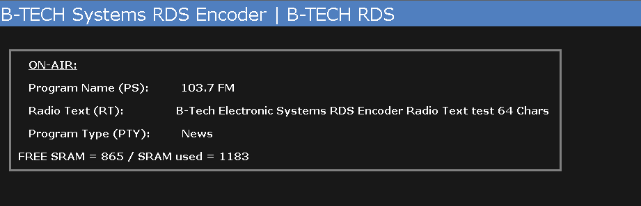 RDS Encoder – B-Tech Electronic Systems